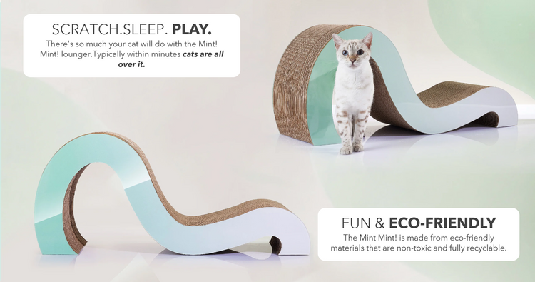 Mint! Mint!™ – Modern Cardboard Cat Scratcher Bed – Fits Large Cats – Cat Furniture – Fluffy Kingdom